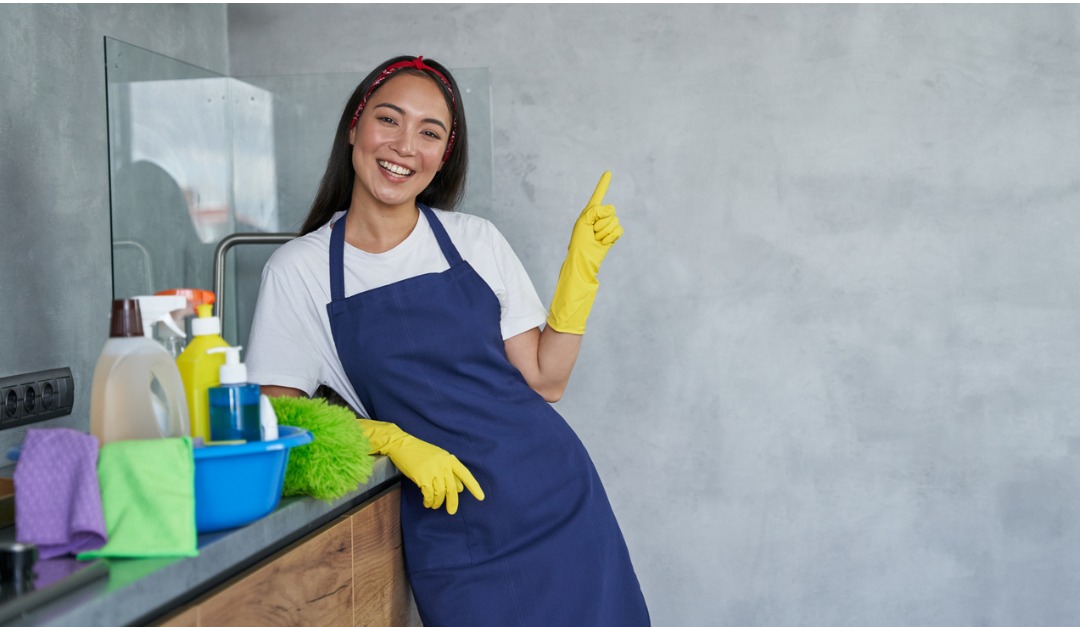 cheerful-young-woman-cleaning-lady-in-protective-gloves-smiling-at ...
